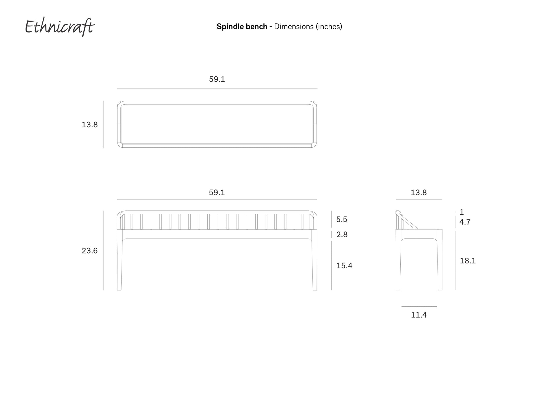 Spindle Bench - Oak – SOBU
