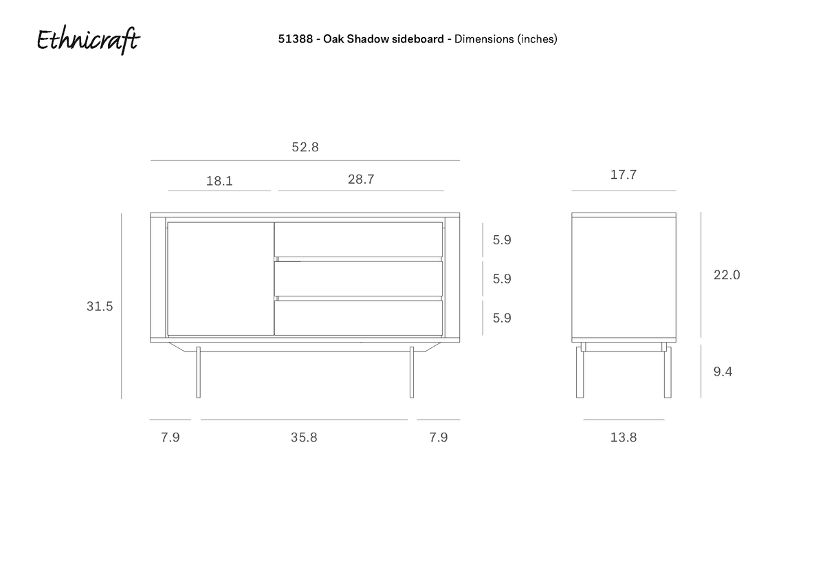 Shadow Sideboard with Legs - 53" – SOBU