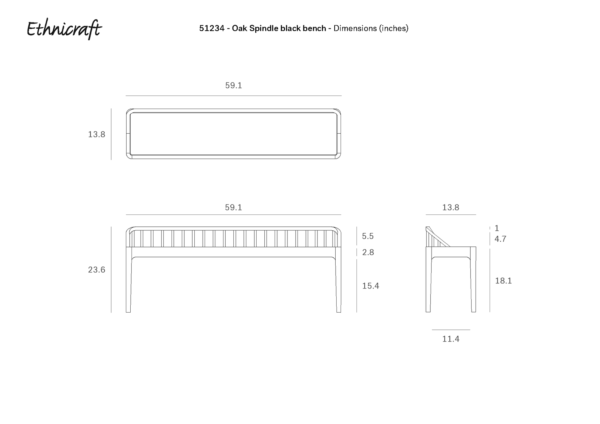 Spindle Bench - Black Oak – SOBU